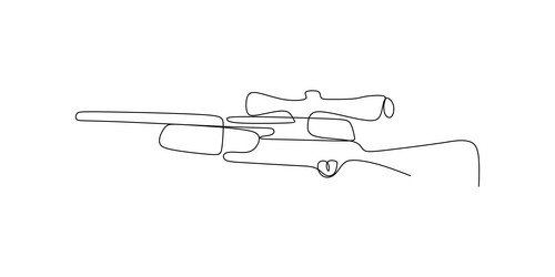 Continuous line drawing of gun Royalty Free Vector Image