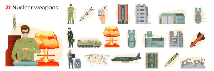 Nuclear war square set Royalty Free Vector Image