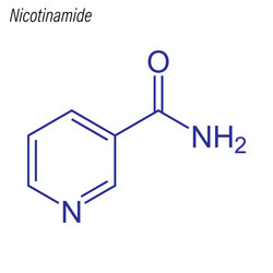 Nicotinamide or niacinamide molecule Royalty Free Vector