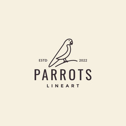 Continuous line bird parakeet logo symbol icon Vector Image