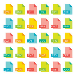 Common system file formats document types Vector Image