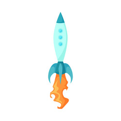 Purple reactive rocket firing flame cartoon Vector Image