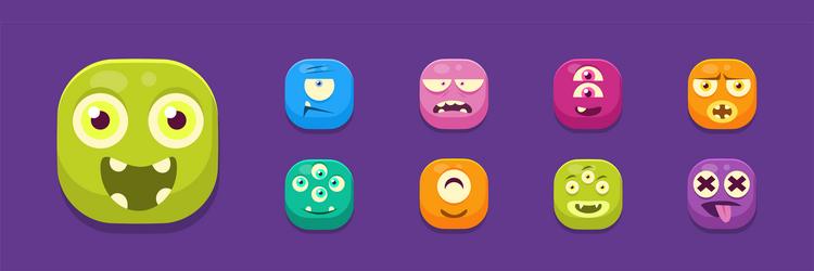 Funny square face character with emotion icon Vector Image