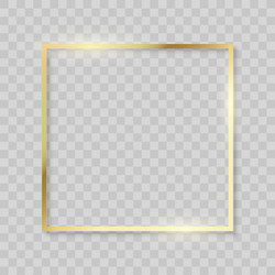 Golden frame shiny border on transparent Vector Image