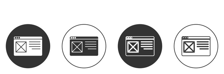 Black browser window icon isolated on white Vector Image