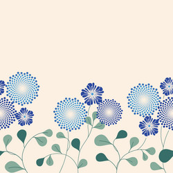 Blue allover floral non directional repeat pattern
