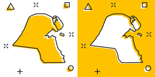 Cartoon kuwait map icon in comic style Royalty Free Vector