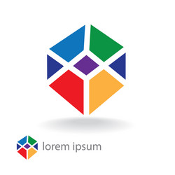 Abstract cube emblem design Royalty Free Vector Image