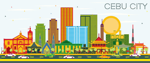 Cebu city philippines skyline silhouette Vector Image