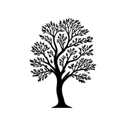 European ash icon hand draw black colour tree day Vector Image