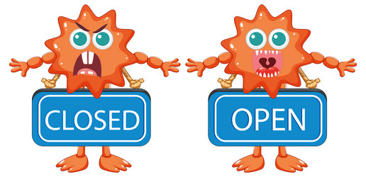 Monster cartoon character with open and closed Vector Image