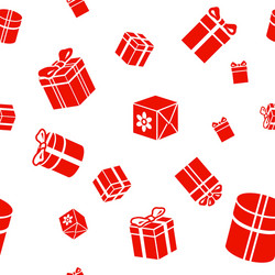 Seamless gift pattern red gift boxes on white Vector Image