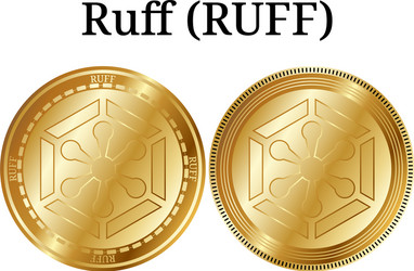 Set of physical golden coin ruff ruff Royalty Free Vector