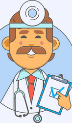 Cartoon doctor holding blank sign Royalty Free Vector Image