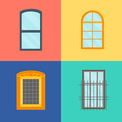 Different types house windows elements isolated Vector Image