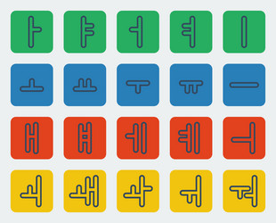 Monochrome icons with hangul korean alphabet Vector Image