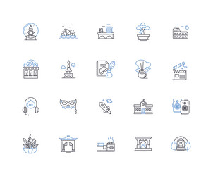 Recitation line icons collection chanting Vector Image