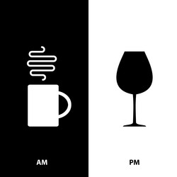 Am pm icon morning coffee time evening wine time Vector Image