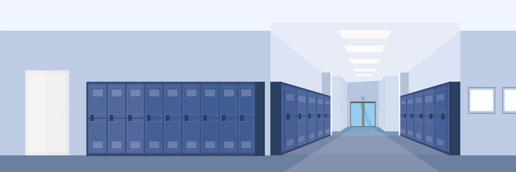 Cartoon school or college hallway Royalty Free Vector Image