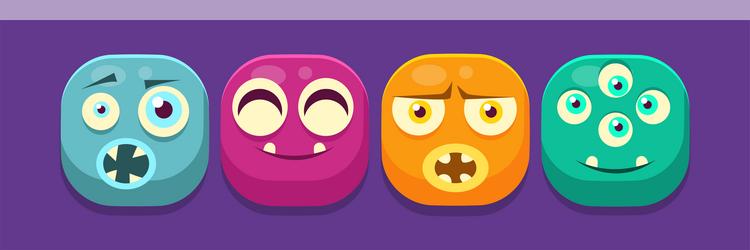 Funny square face character with emotion icon Vector Image
