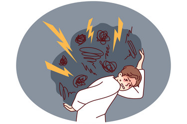 Stressed man feel frustrated with overthinking Vector Image