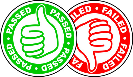 Passed and failed thumbs up down Royalty Free Vector Image