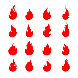 Fire icon set red color symbol or emblem Vector Image