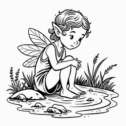 Fairy tale line art for coloring book Royalty Free Vector