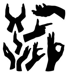 Human hand sign action black silhouette Royalty Free Vector