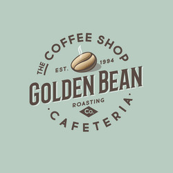 Label golden coffee bean emblem roasted Royalty Free Vector