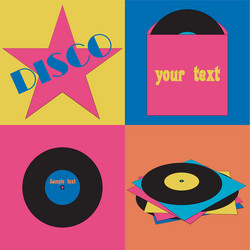 Retro disco dance poster 70s bright color Vector Image