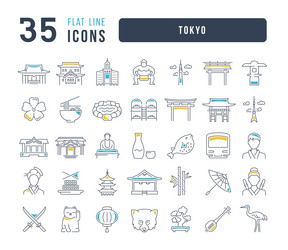 Set of linear icons tokyo Royalty Free Vector Image