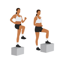 Woman doing dumbbell step ups exercise Royalty Free Vector