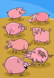 Square pig cartoon Royalty Free Vector Image - VectorStock