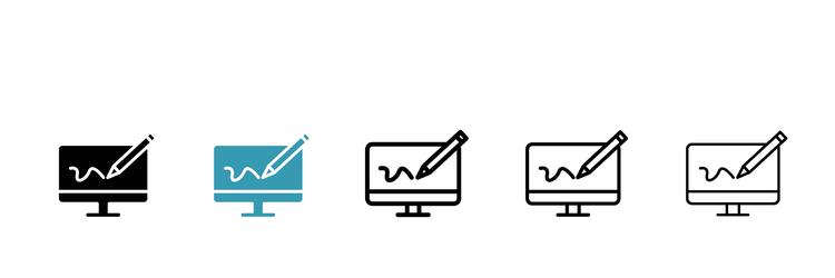 Electronic signature icon set on white background Vector Image