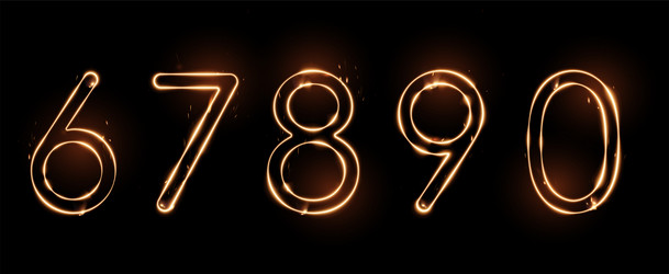 Numbers in fire flames on black background Vector Image