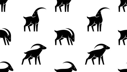 Seamless pattern with goat logo Royalty Free Vector Image