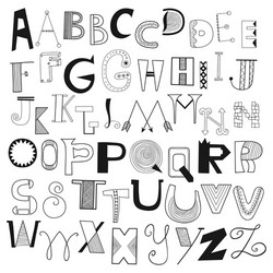 Hand drawn alphabet letters from a to z Royalty Free Vector