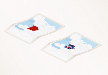 Ohio map folded paper Royalty Free Vector Image
