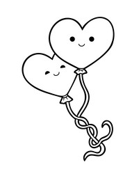 Coloring book lovers heart-shaped balloons Vector Image