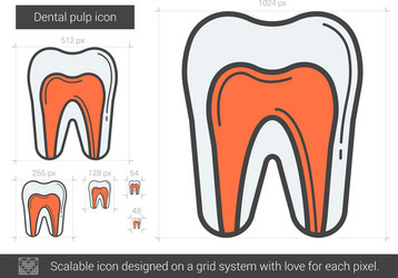 Dental pulp line icon Royalty Free Vector Image