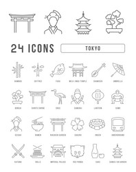 Set of linear icons tokyo Royalty Free Vector Image