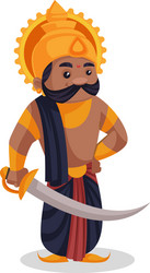Golden ravana with ten heads hindu warrior Vector Image