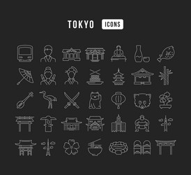 Set of linear icons tokyo Royalty Free Vector Image
