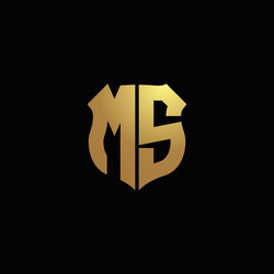Sm logo monogram with gold colors and shield Vector Image