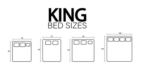 Bed sizes and mattress dimensions pictograms Vector Image