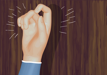 Hand knock door engraving Royalty Free Vector Image