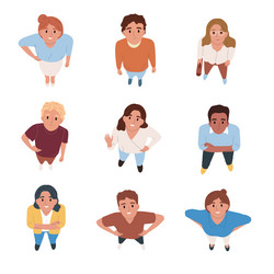 People Standing Top View - Diverse Group Vector Image