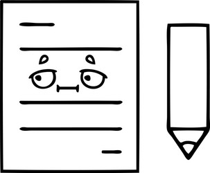 Line drawing cartoon test paper Royalty Free Vector Image