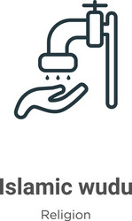 Wudu outline icon thin line black flat Royalty Free Vector